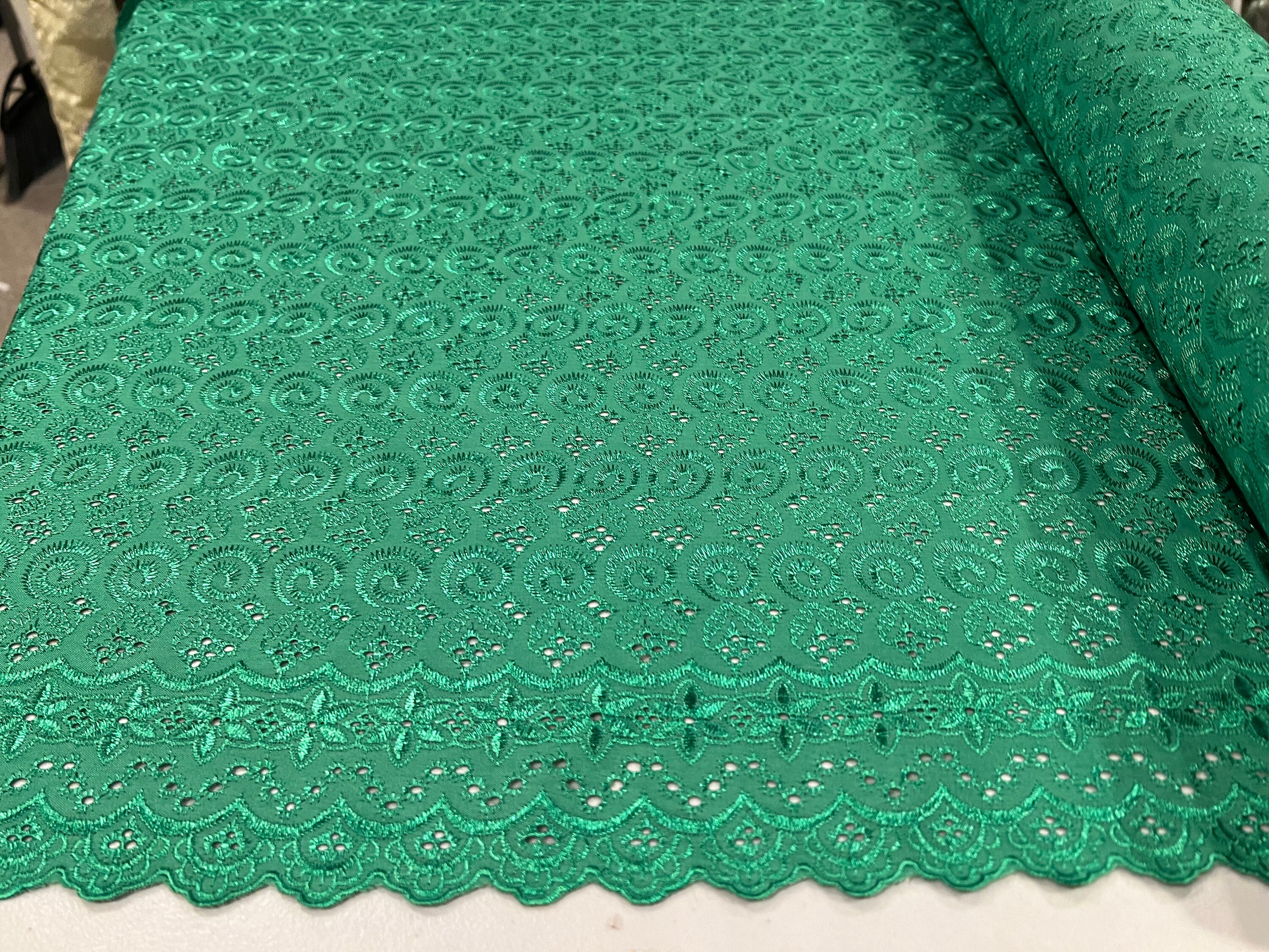 Kelly Green Cotton Eyelet Embroidery Fabric 44” Width Sold by the Yard ...