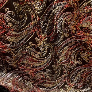 Orange Black Gold Silver Metallic Brocade Fabric 58” Width Sold by Yard ...