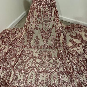 Rose Gold 4way Stretch Sequins Lace Mesh Fabric 50 With Sold - Etsy