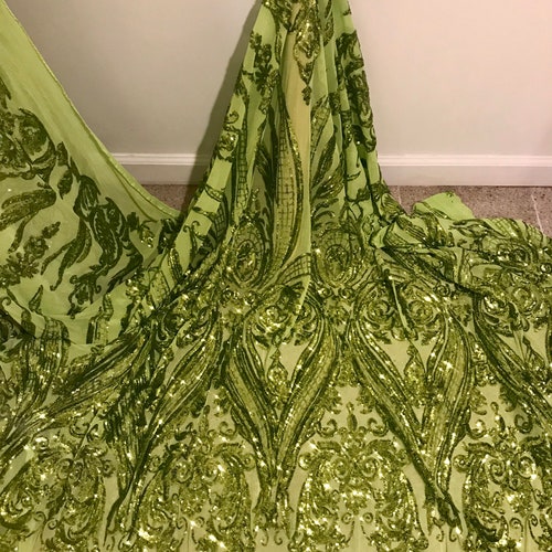 Wavy Curl Sequins on 4 Way Stretch Mesh Fabric by the Yard - Etsy