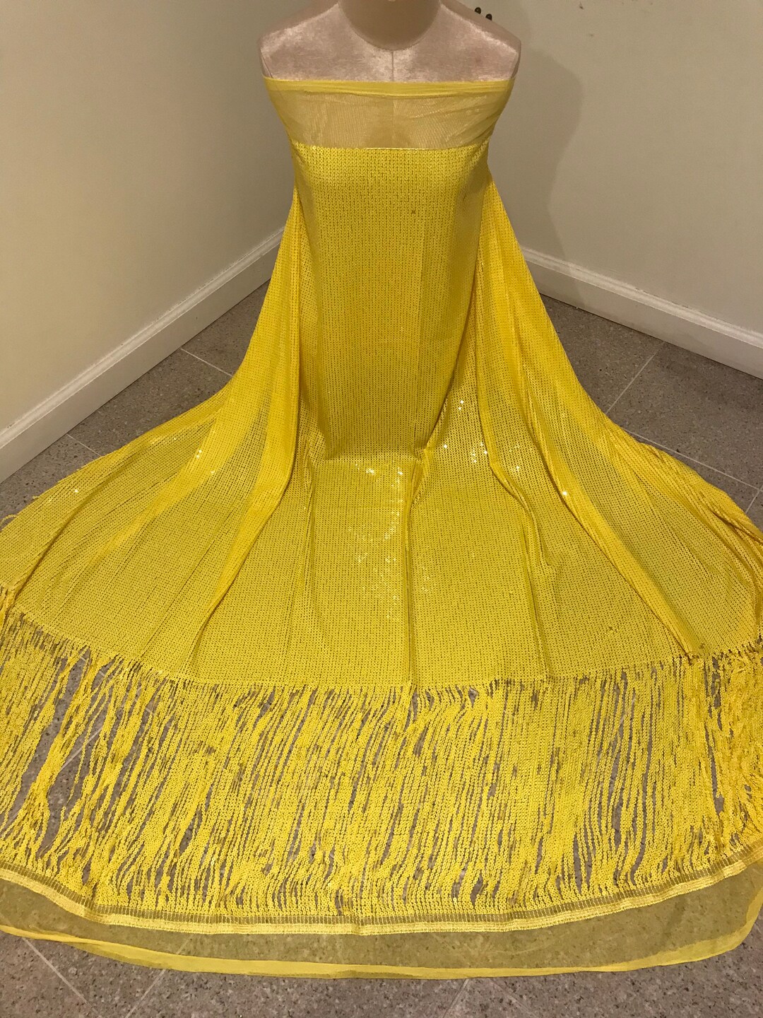 Yellow Sequins With Fringe Lace Fabric 50” Width Sold by the Yard - Etsy