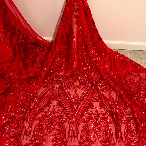 Red Lace Fabric - Etsy