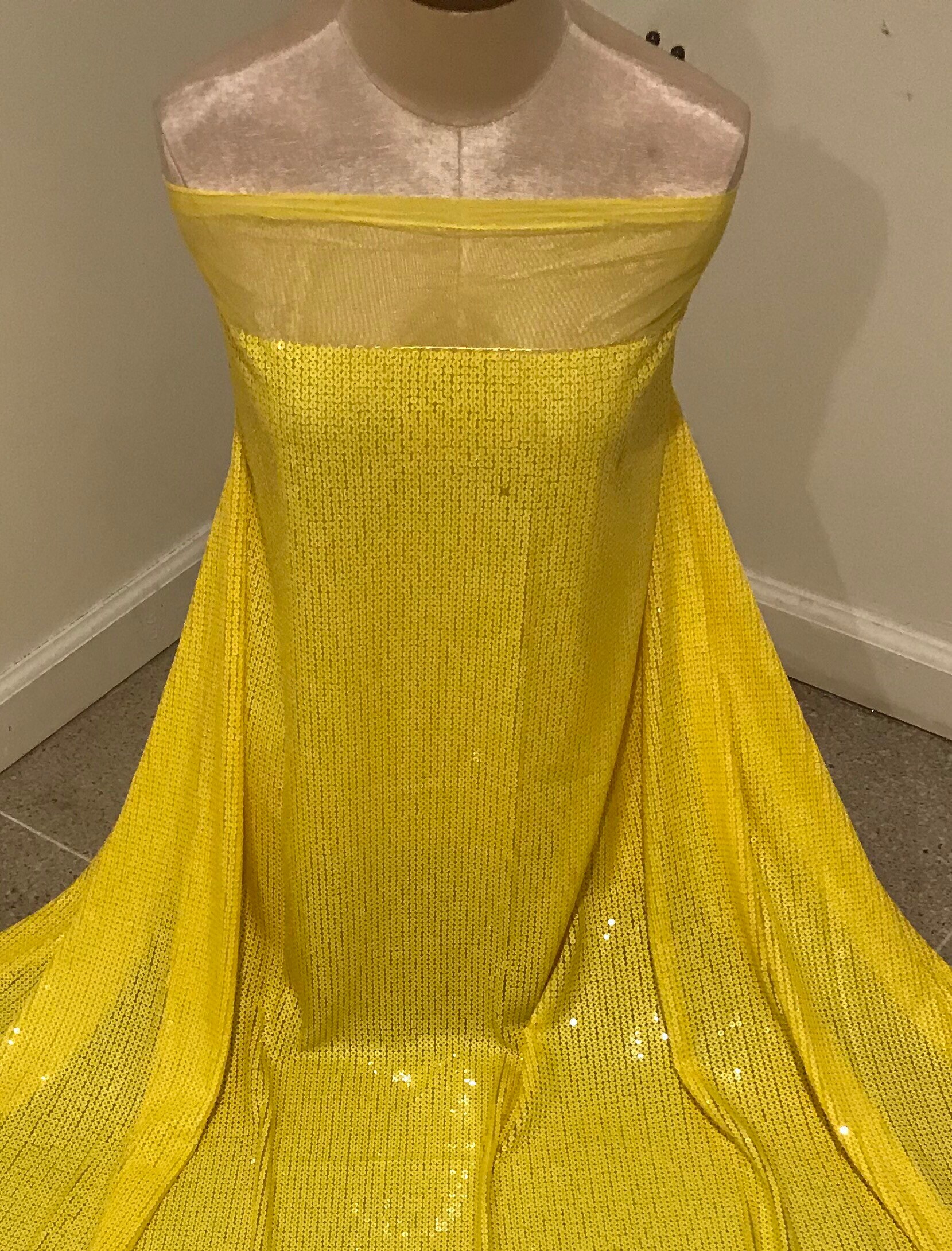 Yellow Sequins With Fringe Lace Fabric 50 Width Sold by the - Etsy