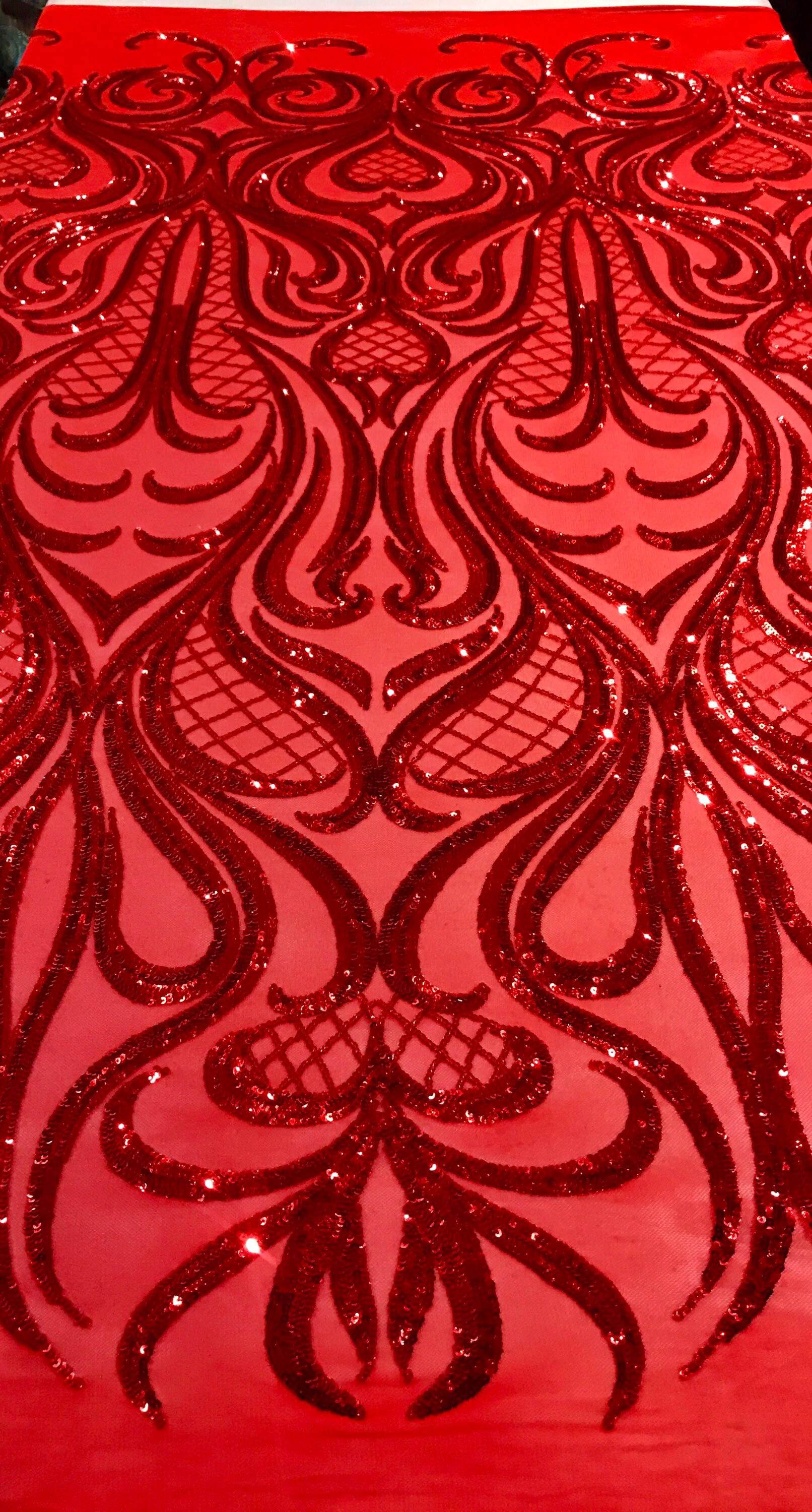 RED 4way Stretch Sequins Lace Mesh Fabric 50” Width Sold by the Yard - Etsy