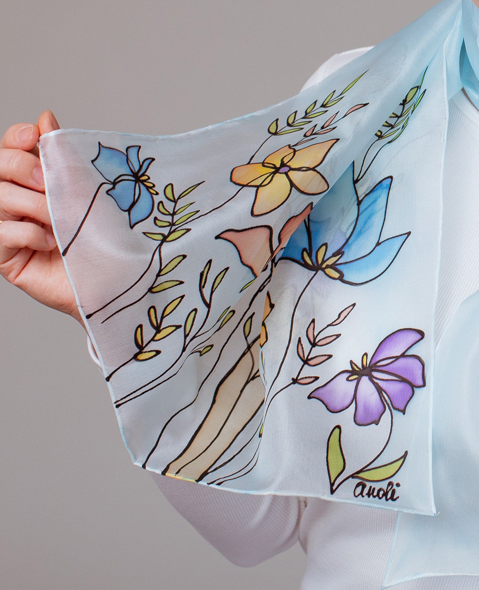 Beauty Hand Painted Silk Scarf Flowers Silk Scarf Women Silk - Etsy