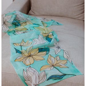 Spring Flowers Hand Painted Silk Scarf | Batik Scarf, Flowers Silk ...
