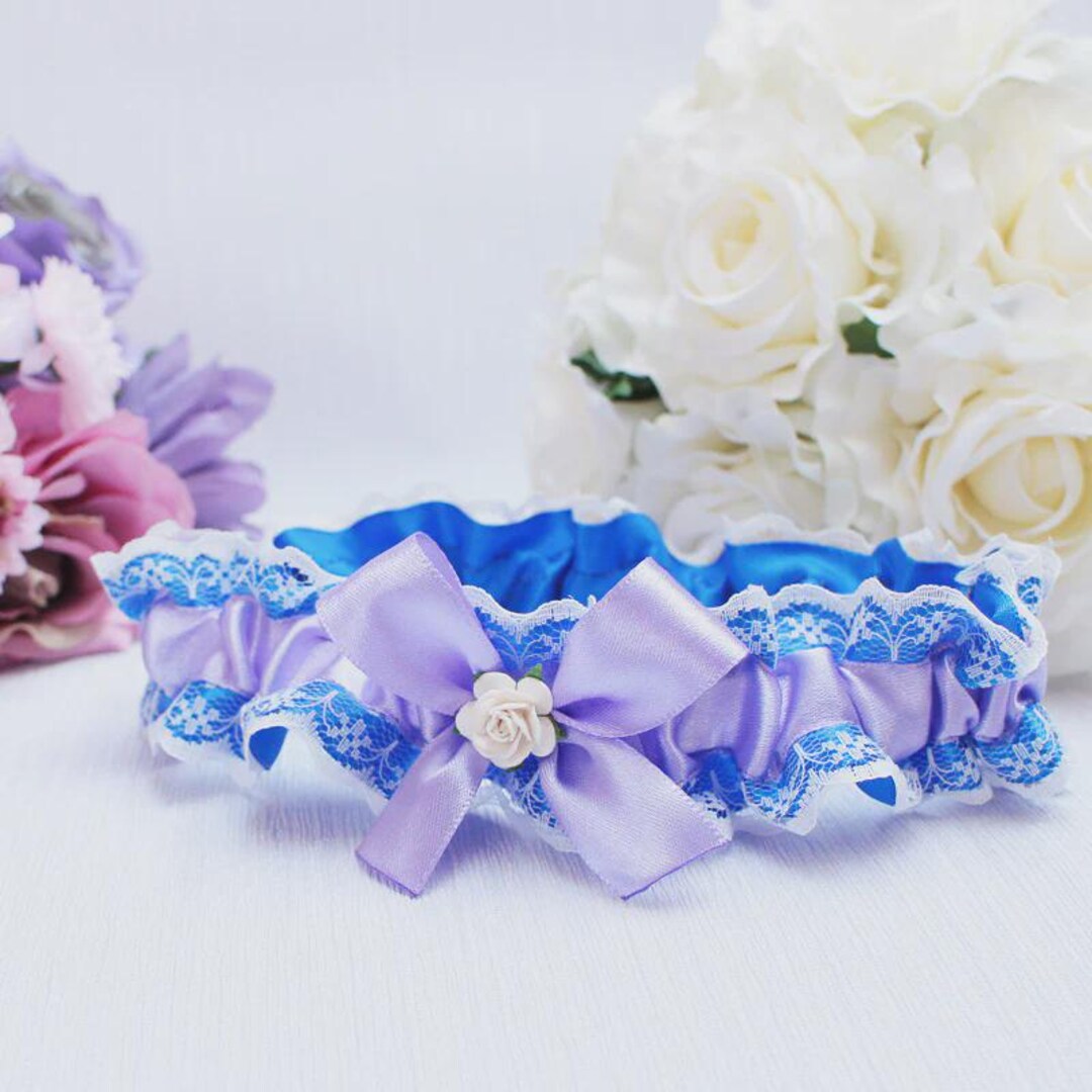 Purple Wedding Garter, White Garter for Wedding, Lace Garters, Wedding ...