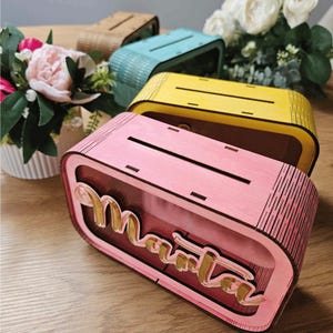 Personalized Money Bank, Custom Piggy Bank, Wooden Kids Money Box With ...