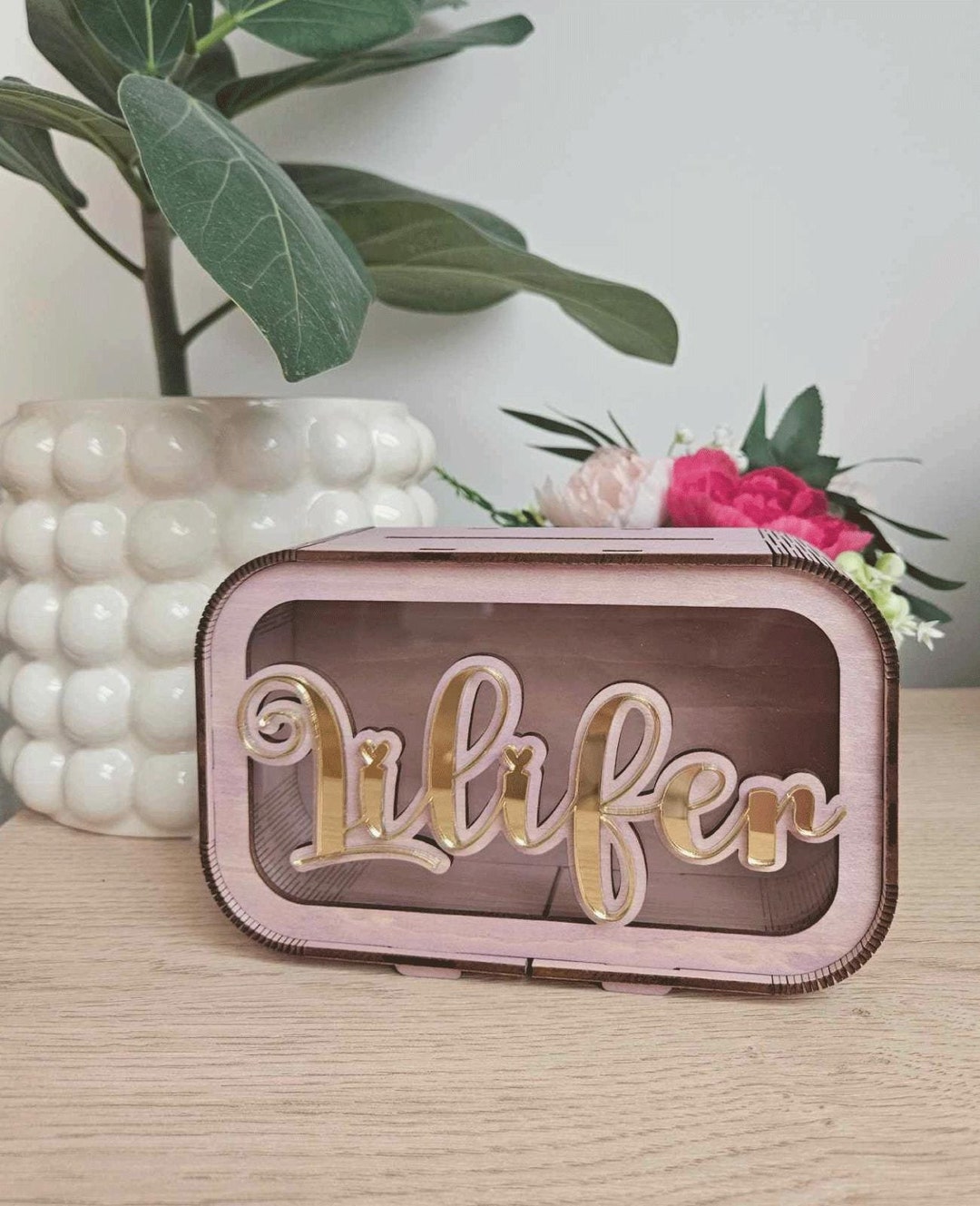 Personalized Money Bank, Custom Piggy Bank, Wooden Kids Money Box With ...