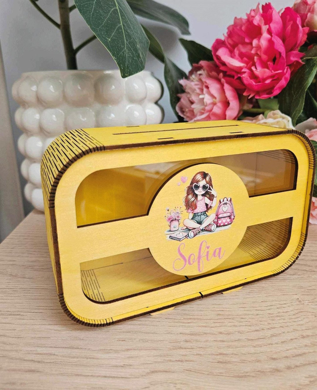 Personalized Money Bank, Custom Piggy Bank, Wooden Kids Money Box With ...