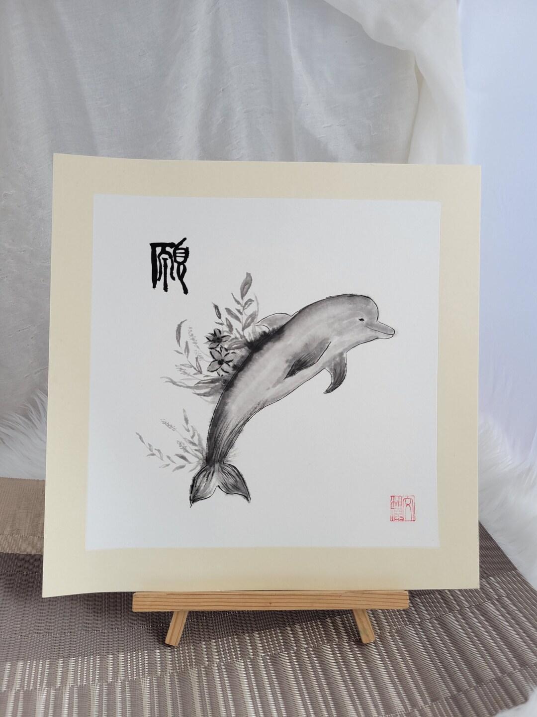Chinese Ink Painting, Zen, Dolphin, Wish, Original by Hand Paint ...