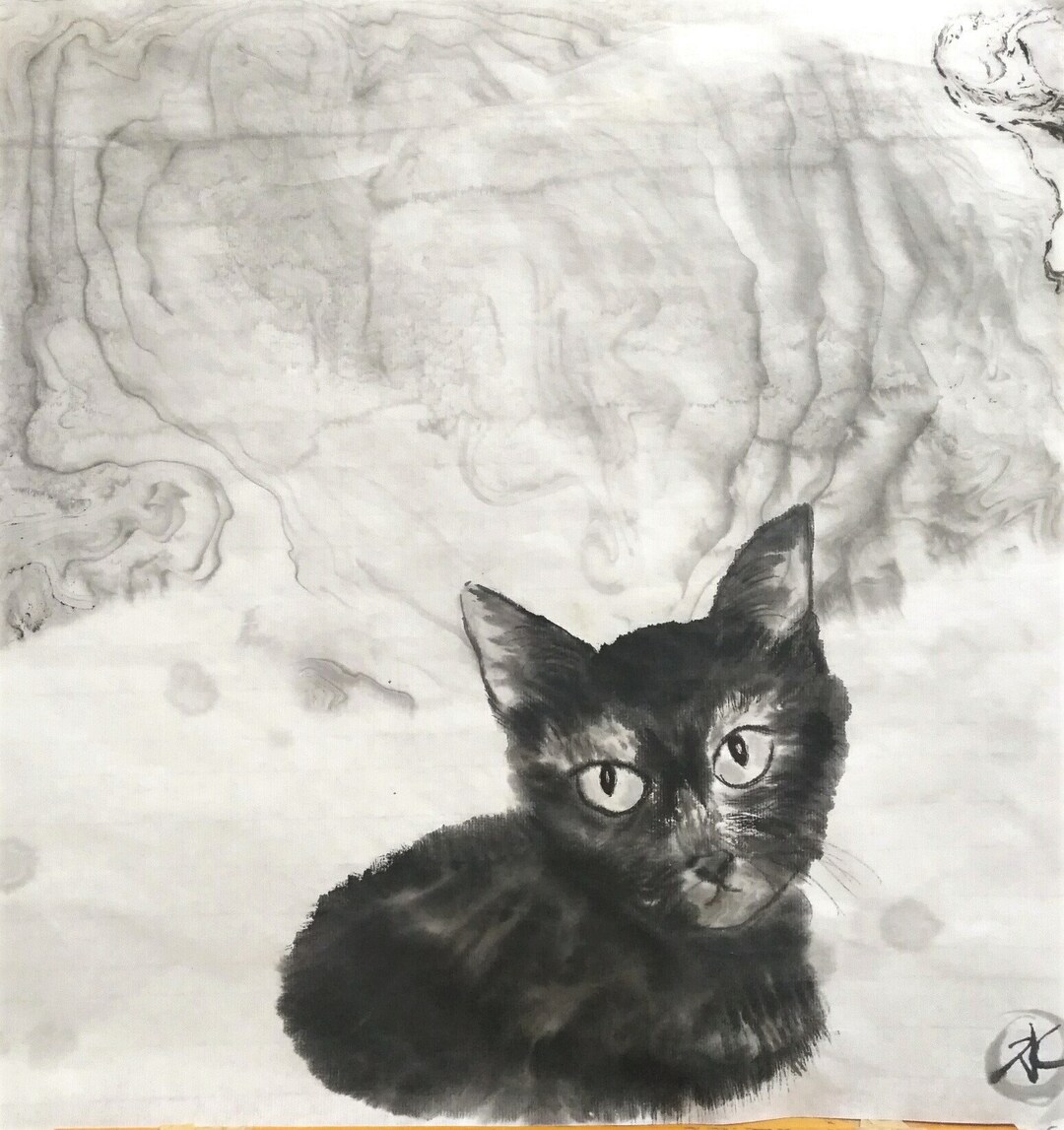 Chinese Ink Painting, Cat, My Passed Away Cat, Original Paint, Chinese ...