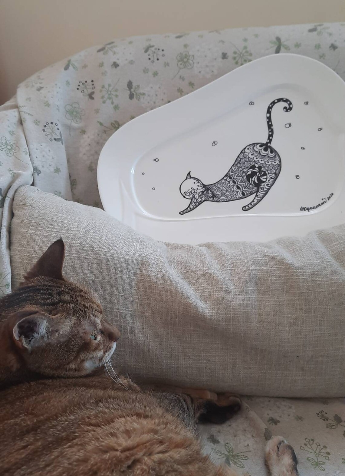 Hand Painted Ceramic Plate Decorative Ceramic Plate Cat - Etsy