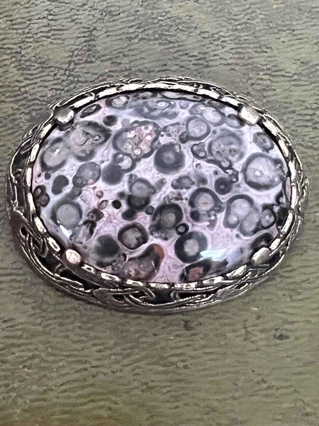 A Leopard Skin Agate and Metal Brooch - Etsy