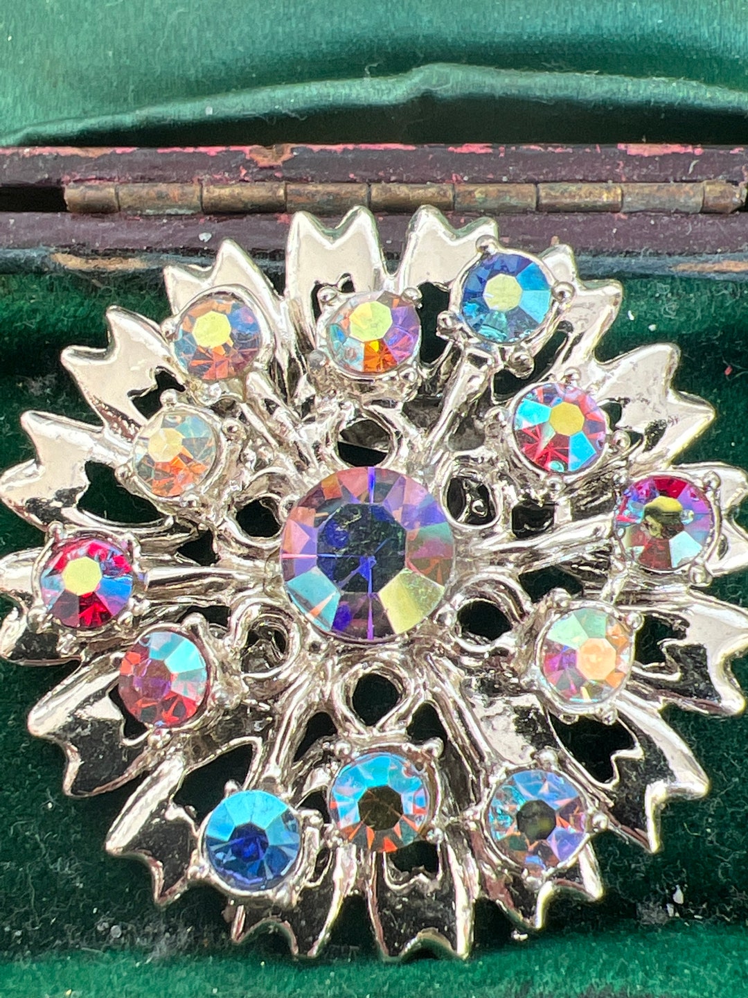 Stunning 1950 Metal and Paste Brooch - Etsy