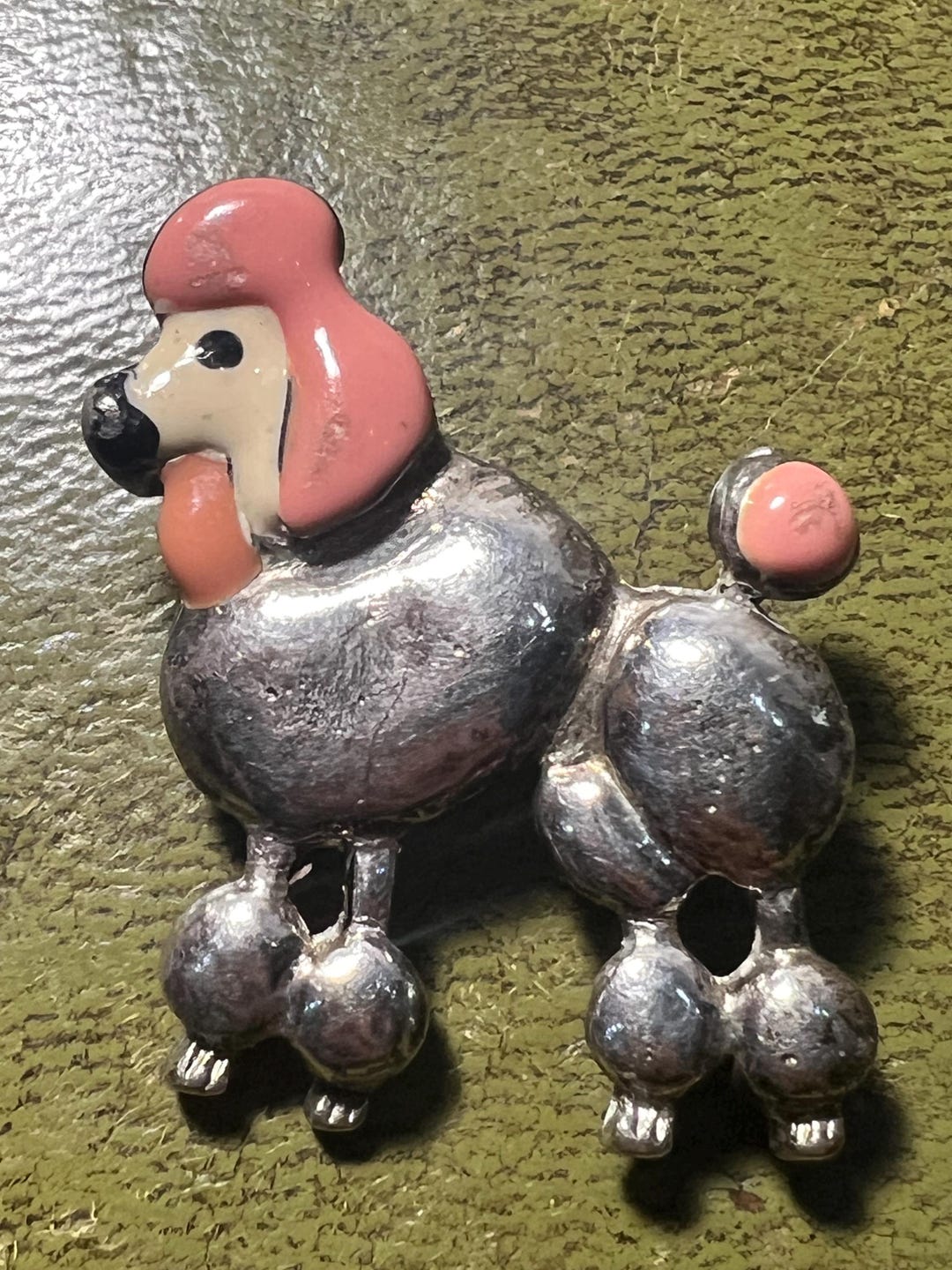 Metal and Enamel Poodle Brooch - Etsy
