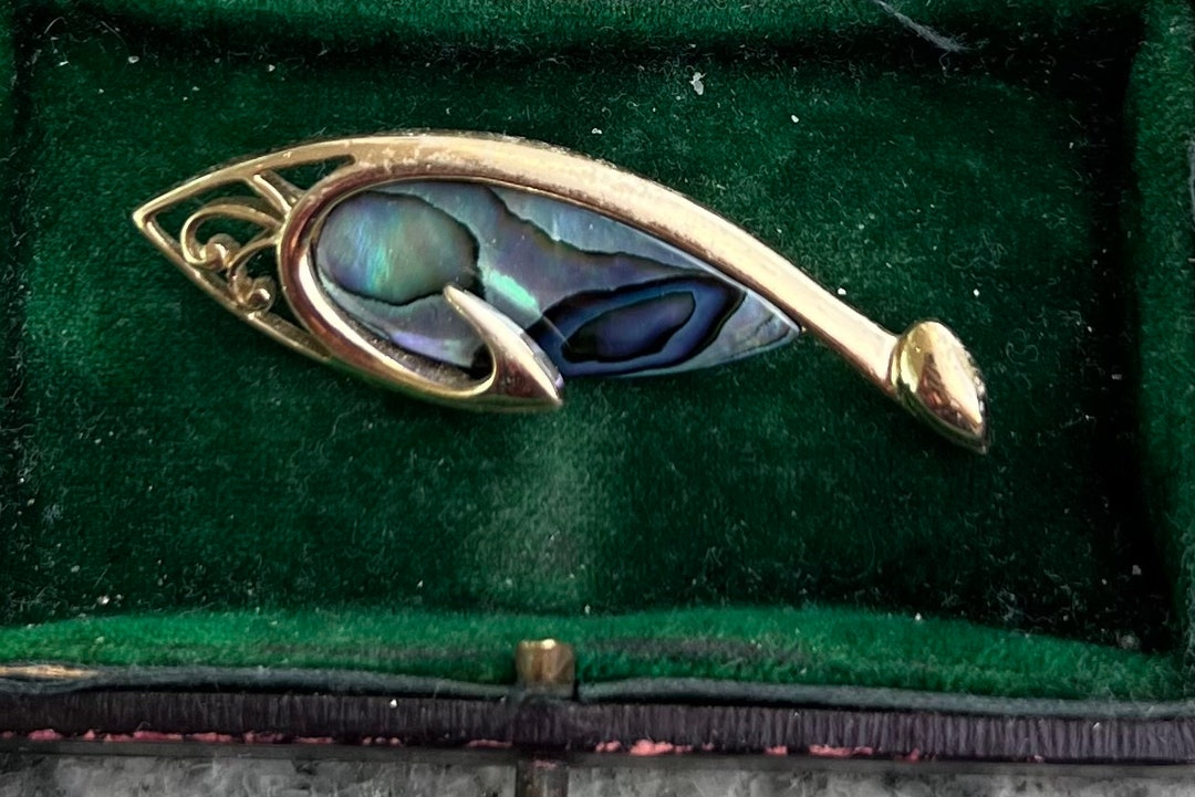 Metal and Abalone Shell Brooch - Etsy