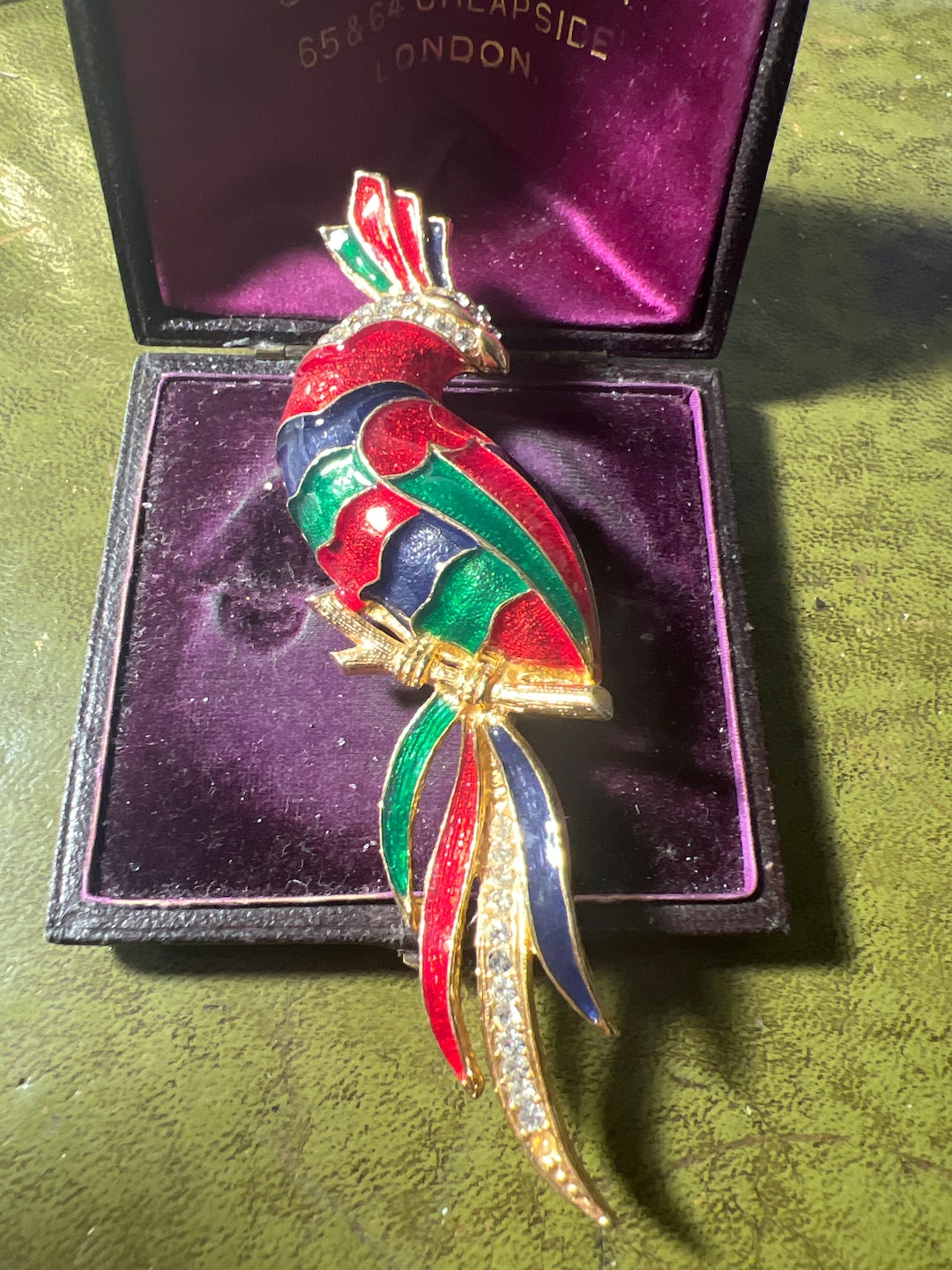 Stunning Metal and Enamel Parrot Brooch - Etsy