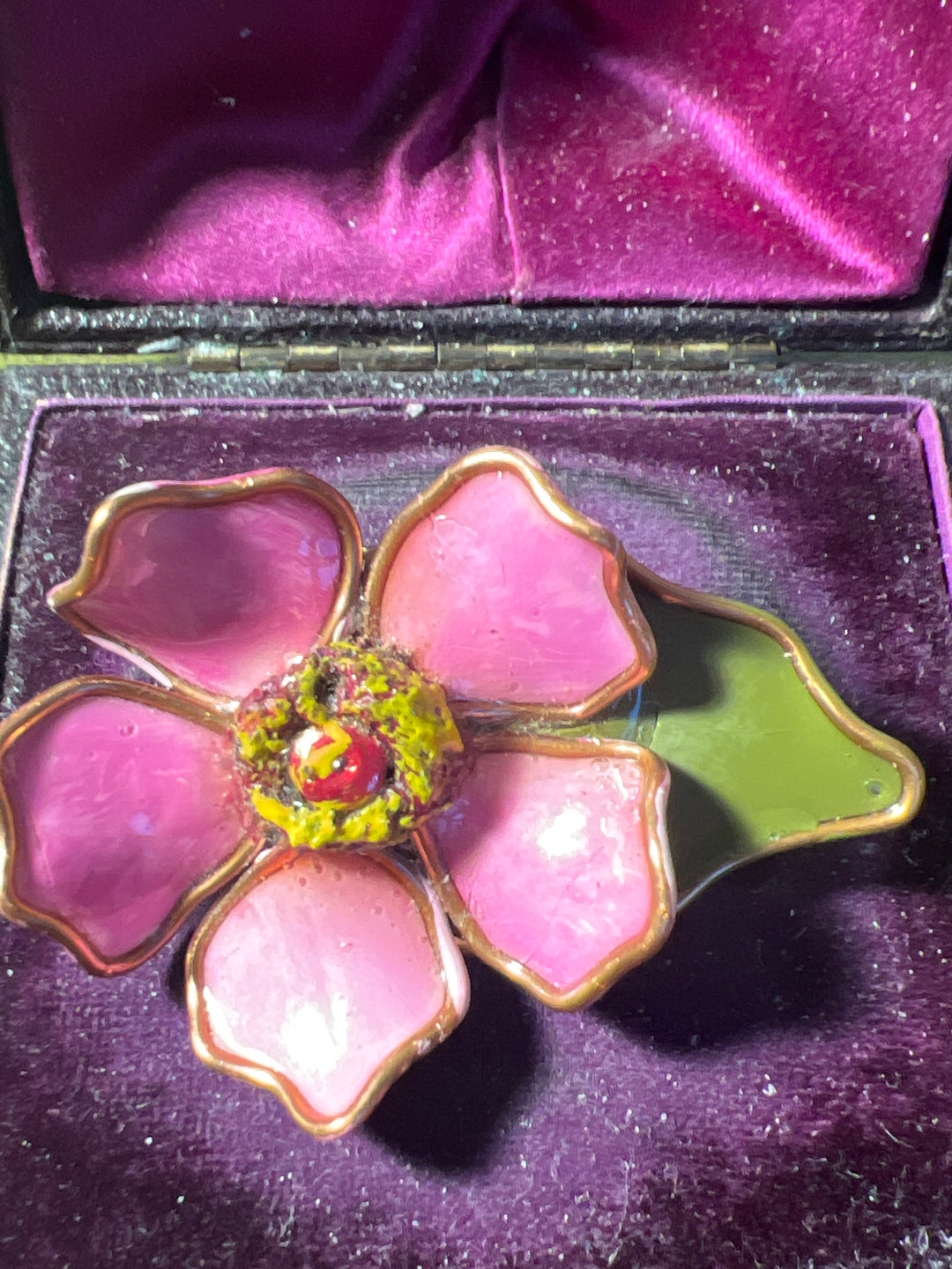 Pretty Metal and Lucite Brooch - Etsy