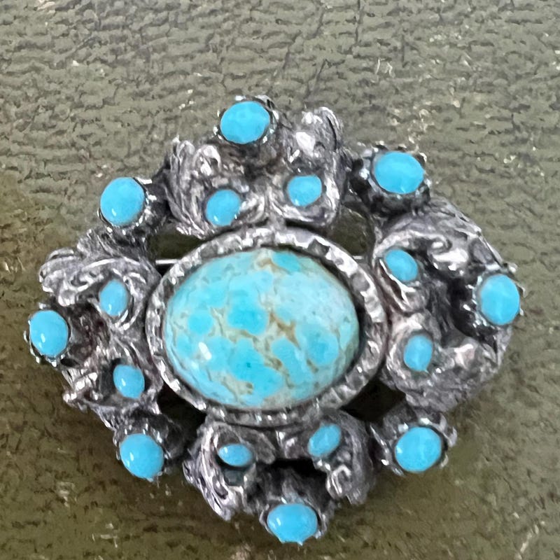 Turquoise Brooch - Etsy