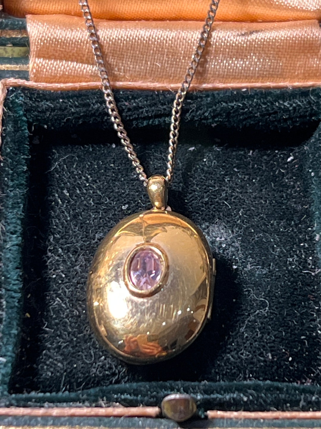 Pretty Gold Metal Locket Double With Amethyst Glass - Etsy Australia