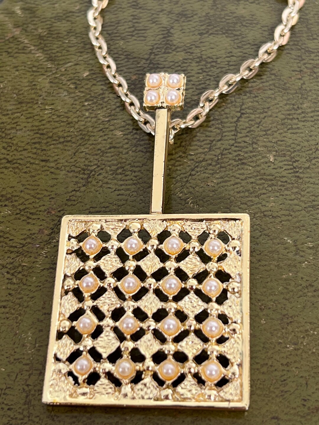 Pretty Metal and Glass Pendant - Etsy