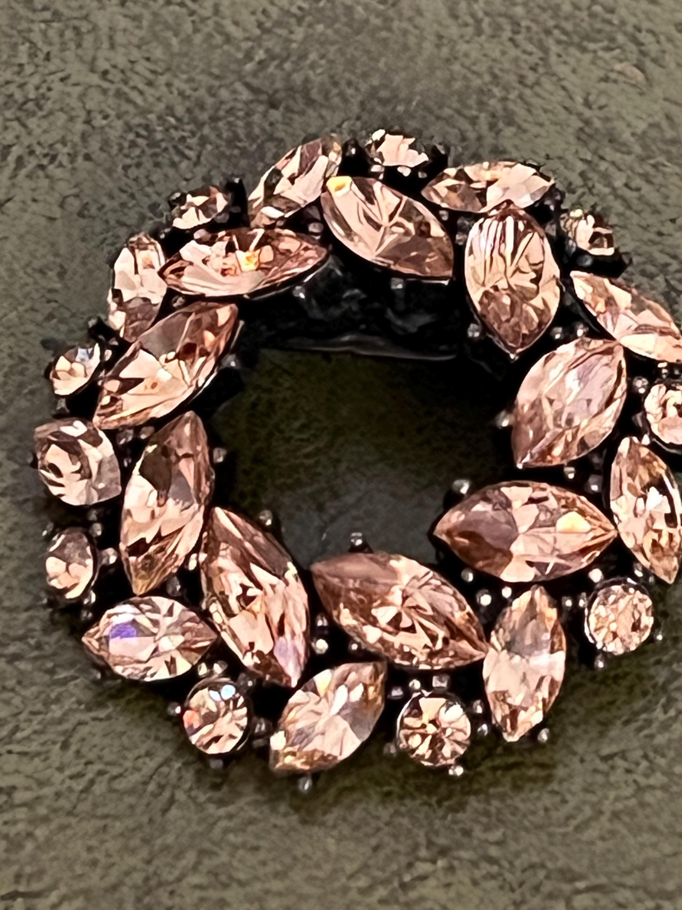 Pretty Metal and Glass Ring Brooch - Etsy