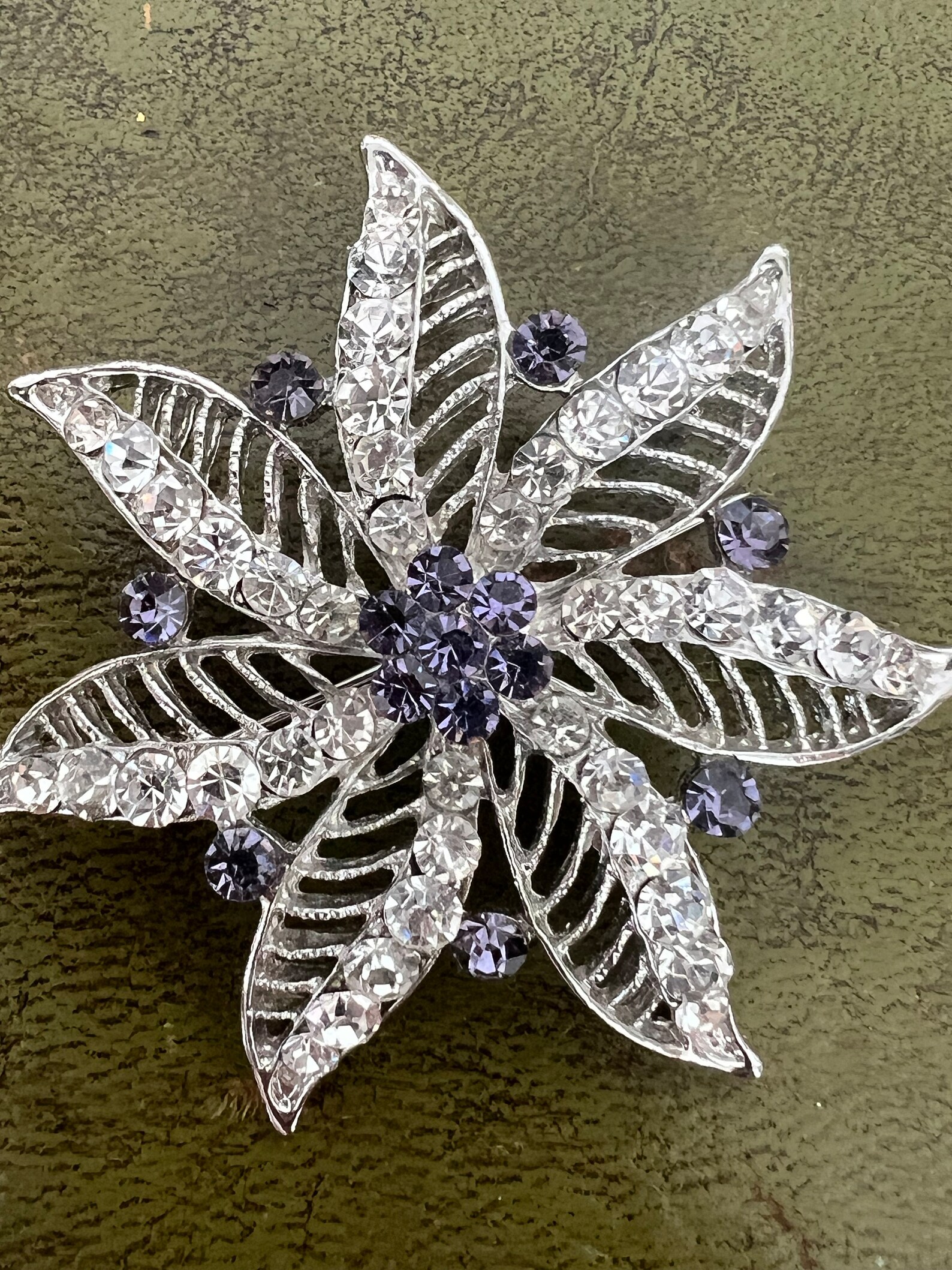 Pretty Metal and Glass Brooch - Etsy