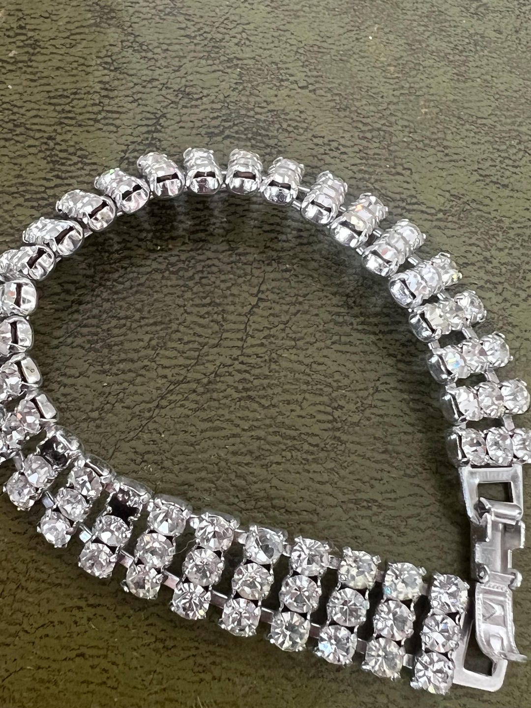 SOLD Liz Metal and Diamanté Bracelet - Etsy