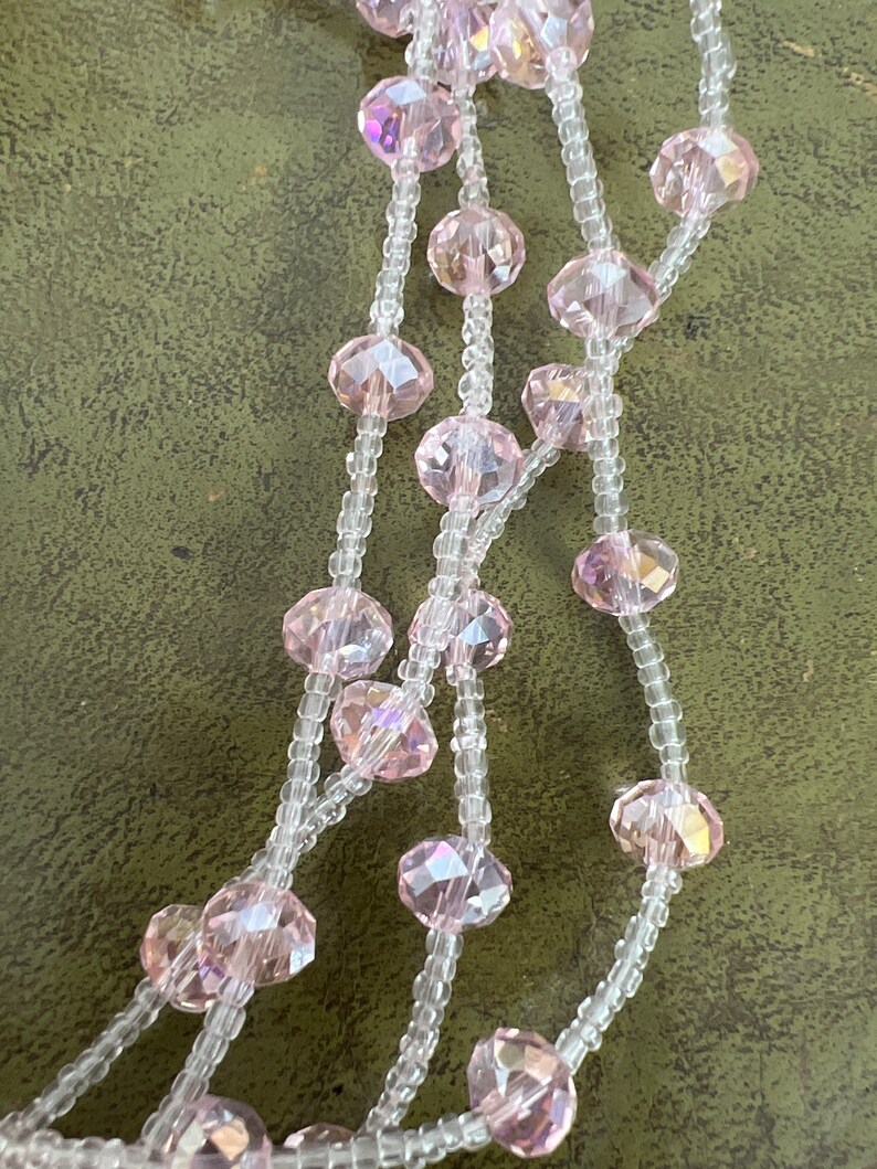Long Strand of Pink Crystal - Etsy