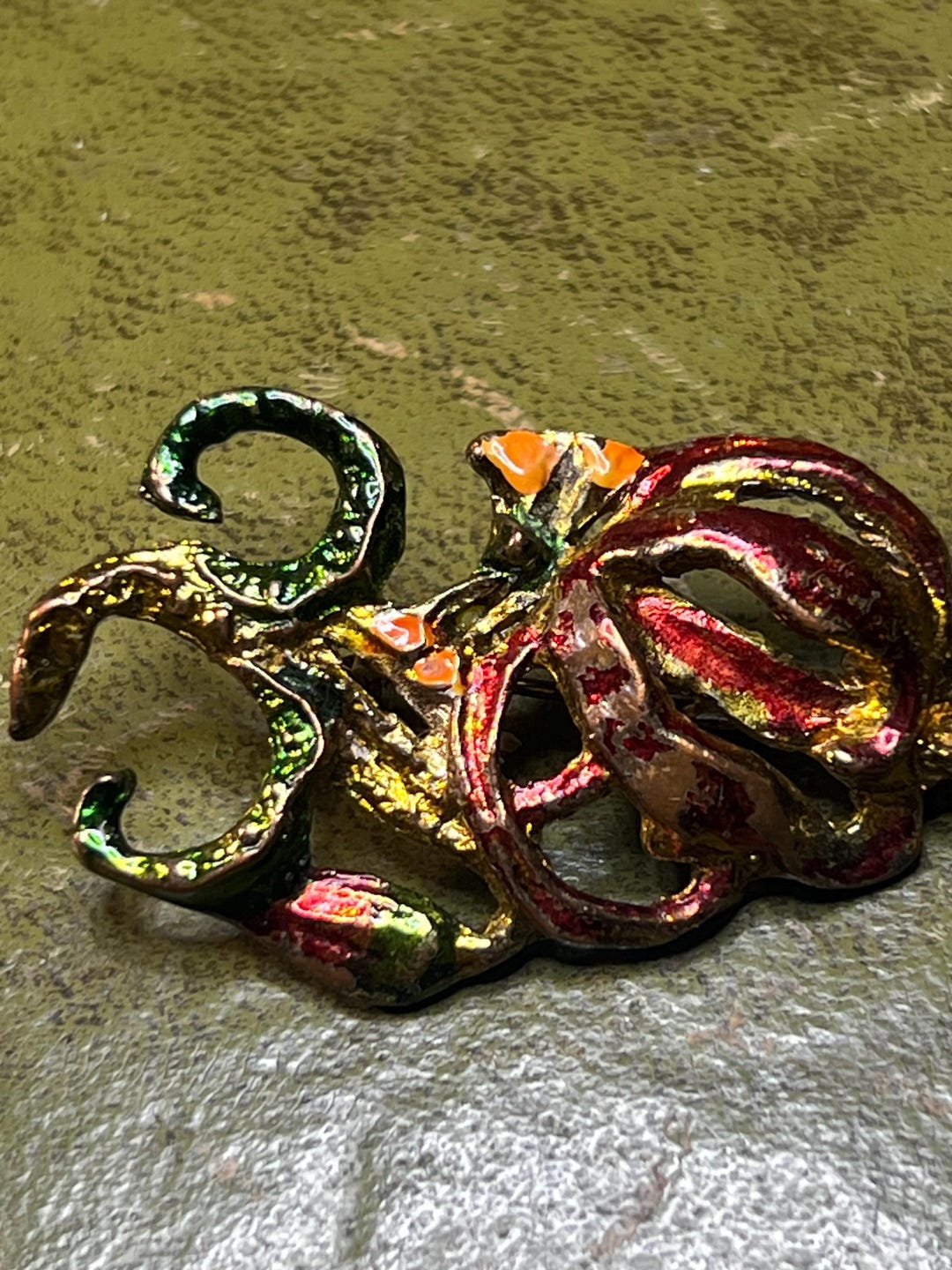Interesting Metal and Enamel Brooch - Etsy