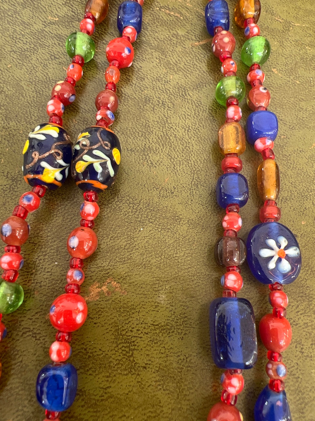 Stunning Long Strand of Enamelled Glass Beads - Etsy