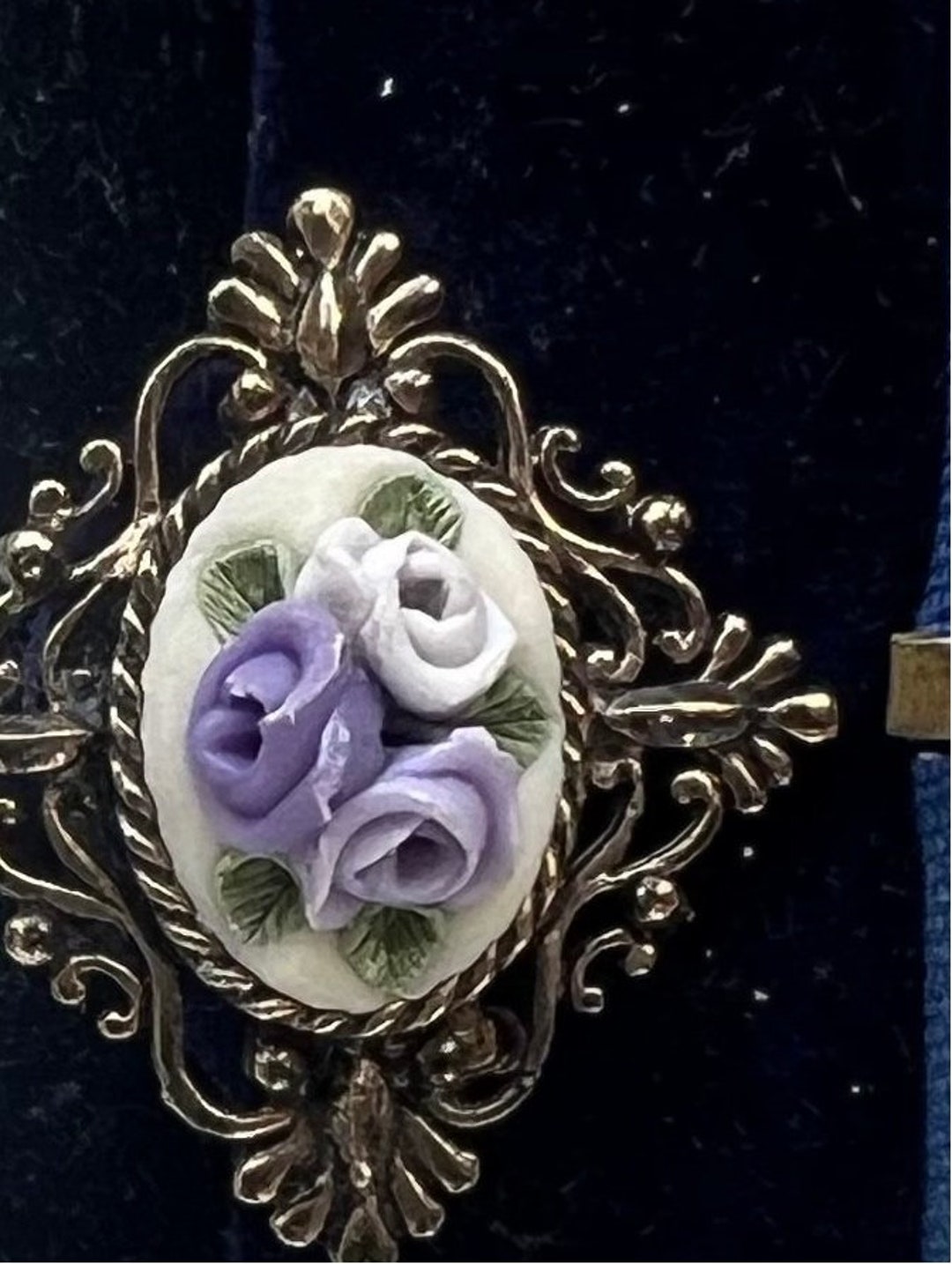 SOLD Mac Pretty Metal and Porcelain Brooch - Etsy