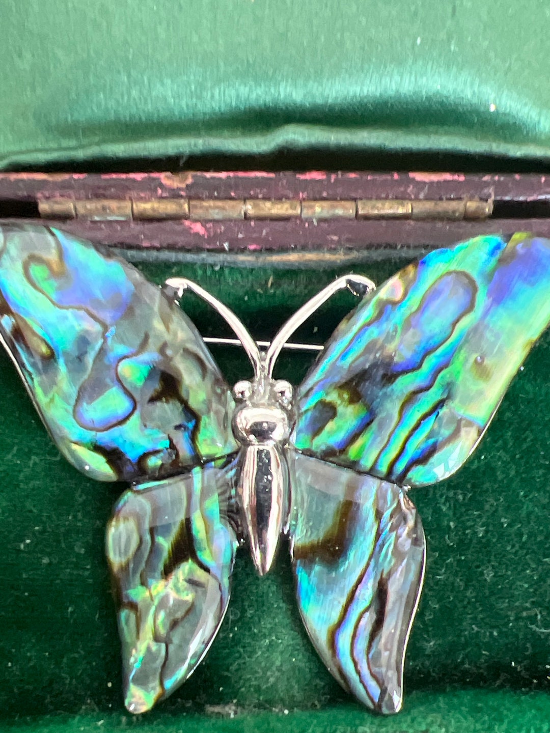 Pretty Metal and Abalone Shell Brooch - Etsy UK