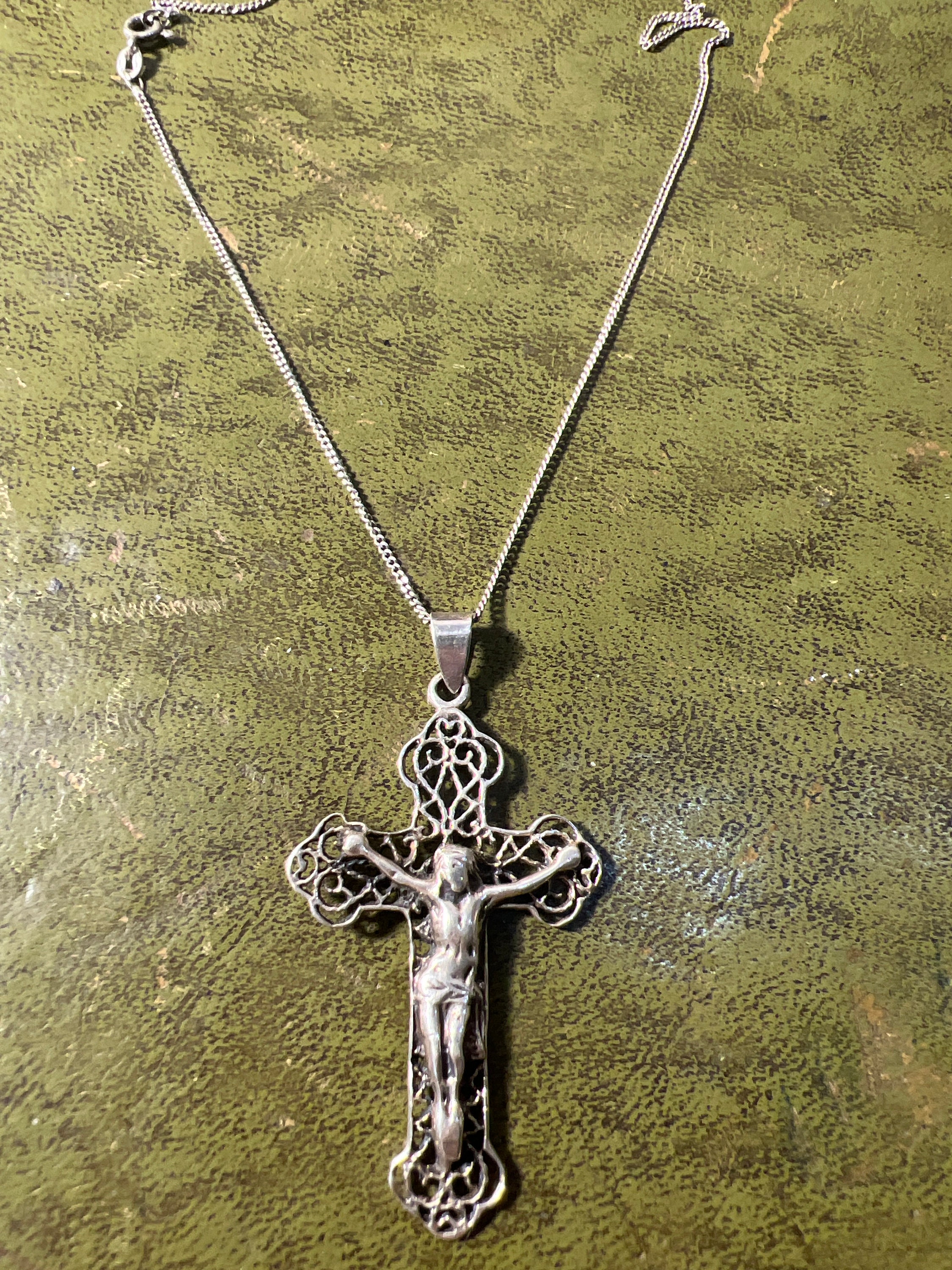 Solid Silver Cross on Chain - Etsy