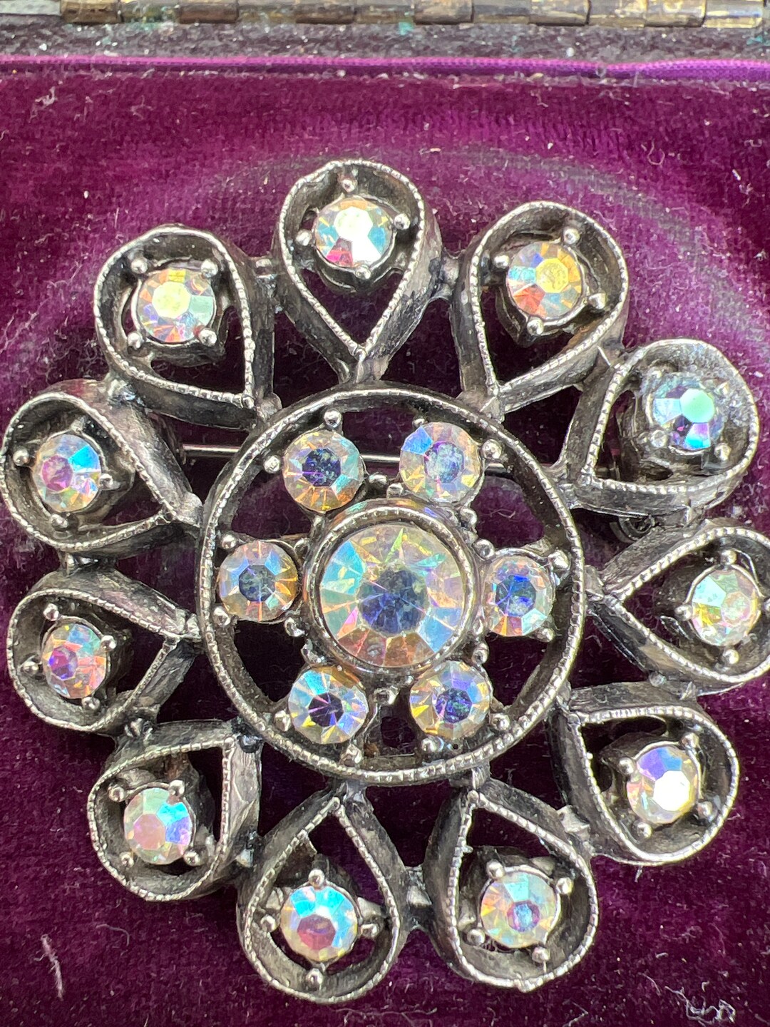 Stunning 1960 Metal and Paste Brooch - Etsy