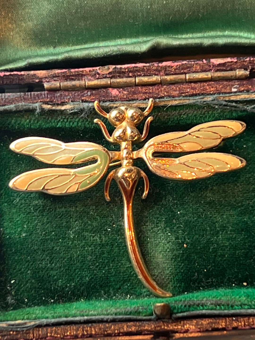 Stunning Gold Metal Grosse Germany Signed Enamelled Dragon Fly Brooch ...