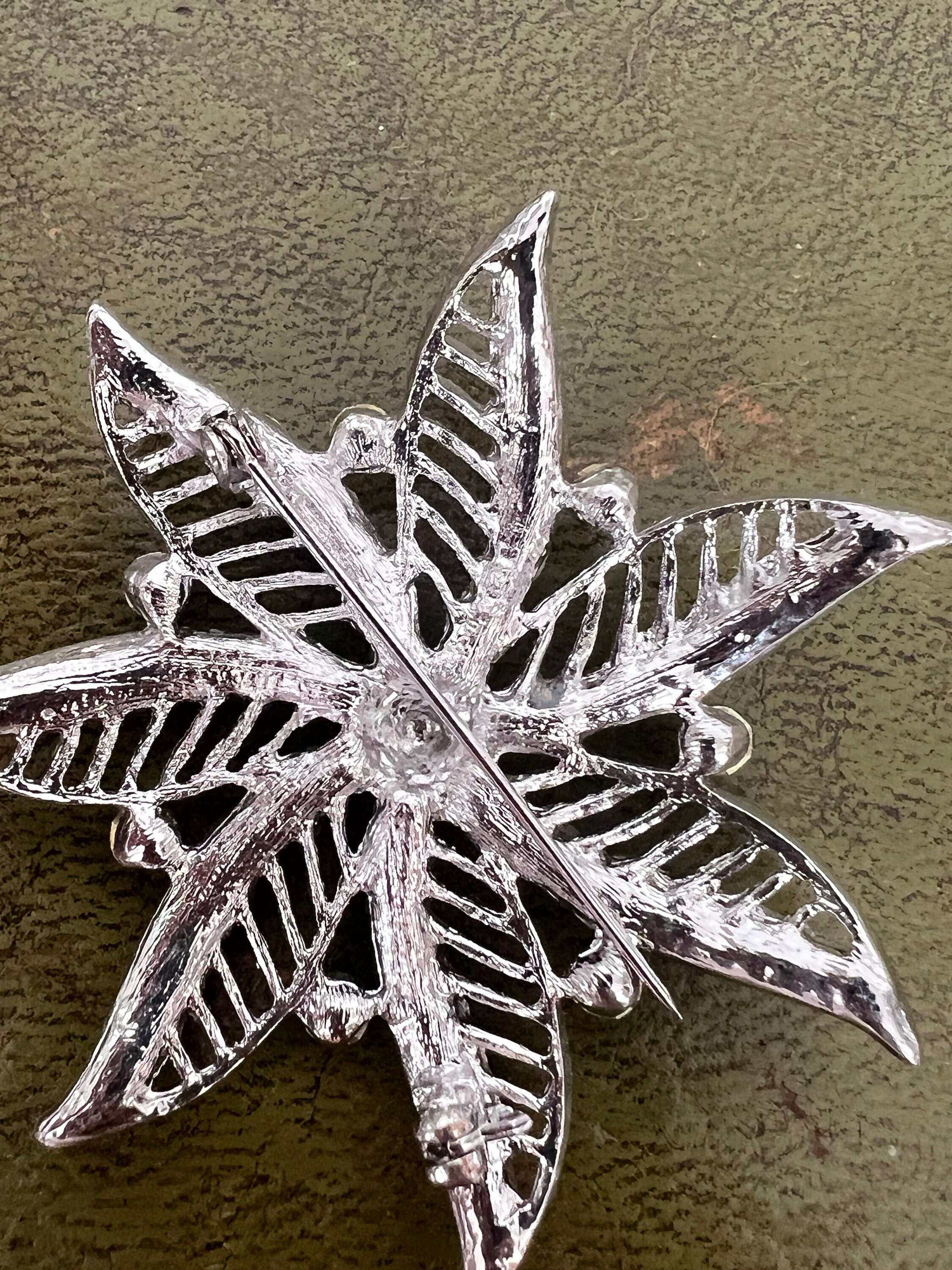 Pretty Metal and Glass Brooch - Etsy