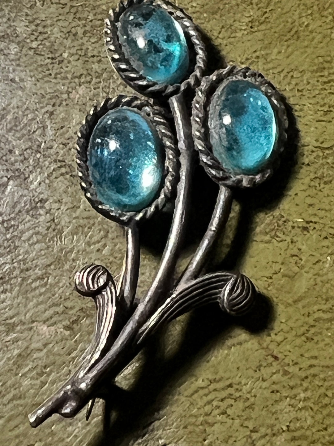 Metal and Glass Brooch - Etsy