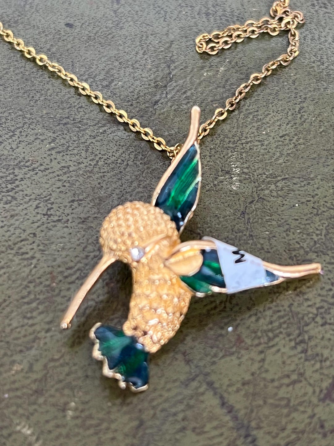 Metal and Enamel Hummingbird Pendant - Etsy