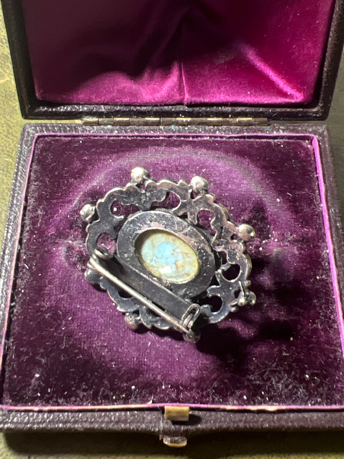 Pretty Metal and Peking Glass Brooch - Etsy