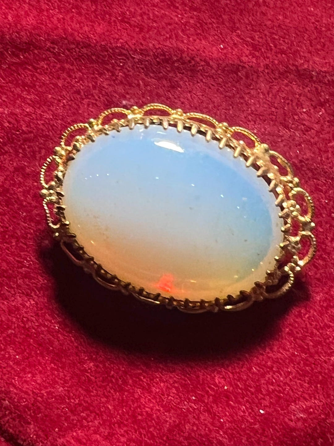 SOLD Mac Stunning Opaline Glass and Metal Brooch - Etsy