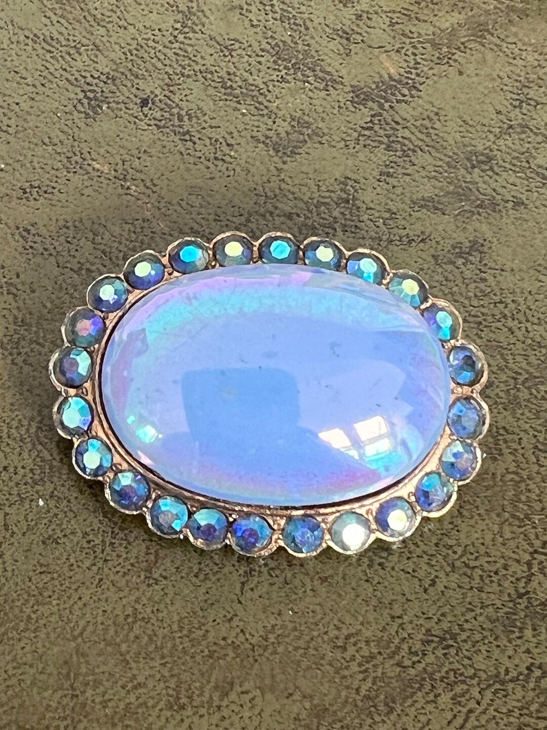 Stunning Large Metal Glass Brooch - Etsy