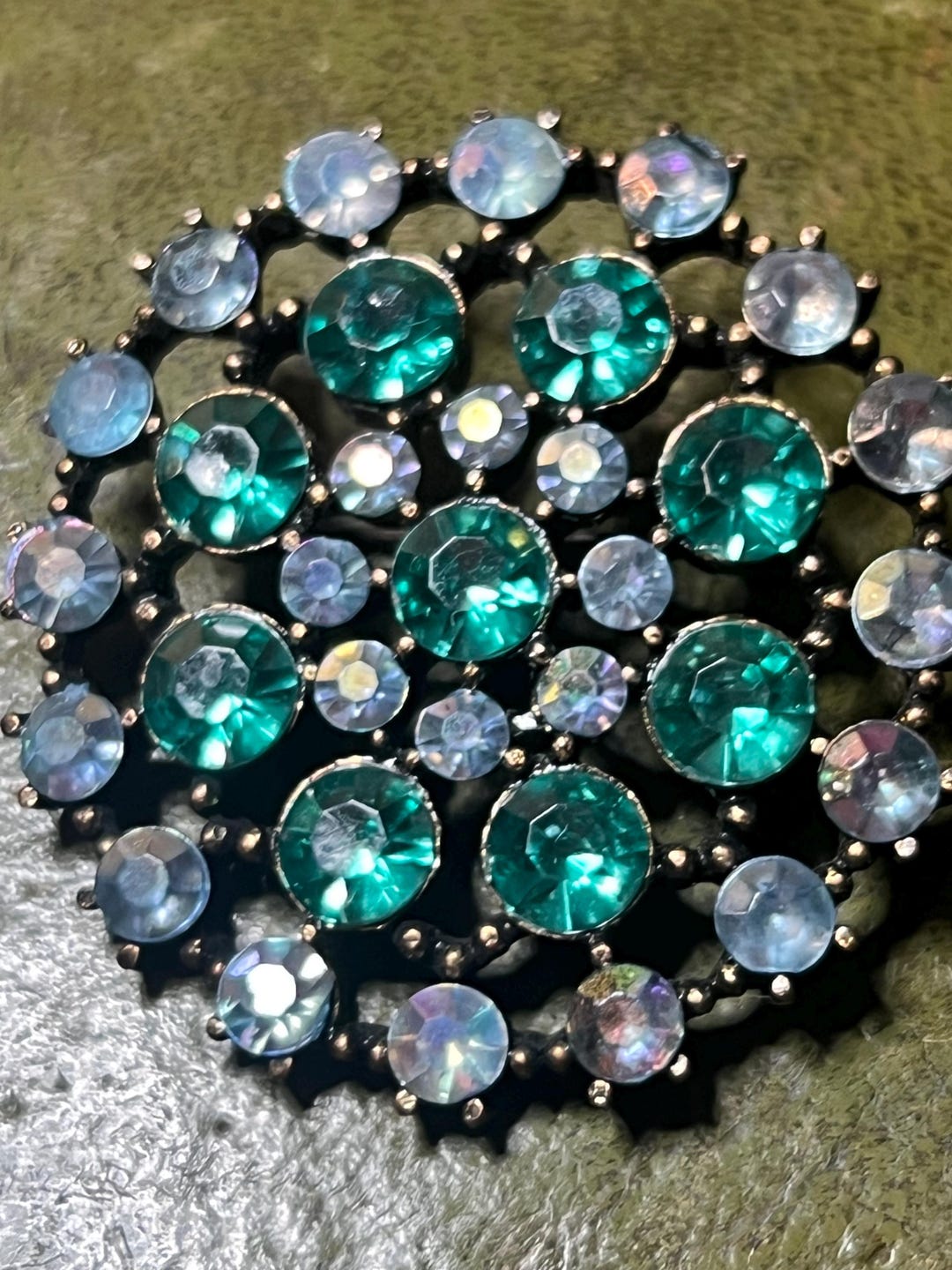 Stunning Large Metal and Glass Brooch - Etsy
