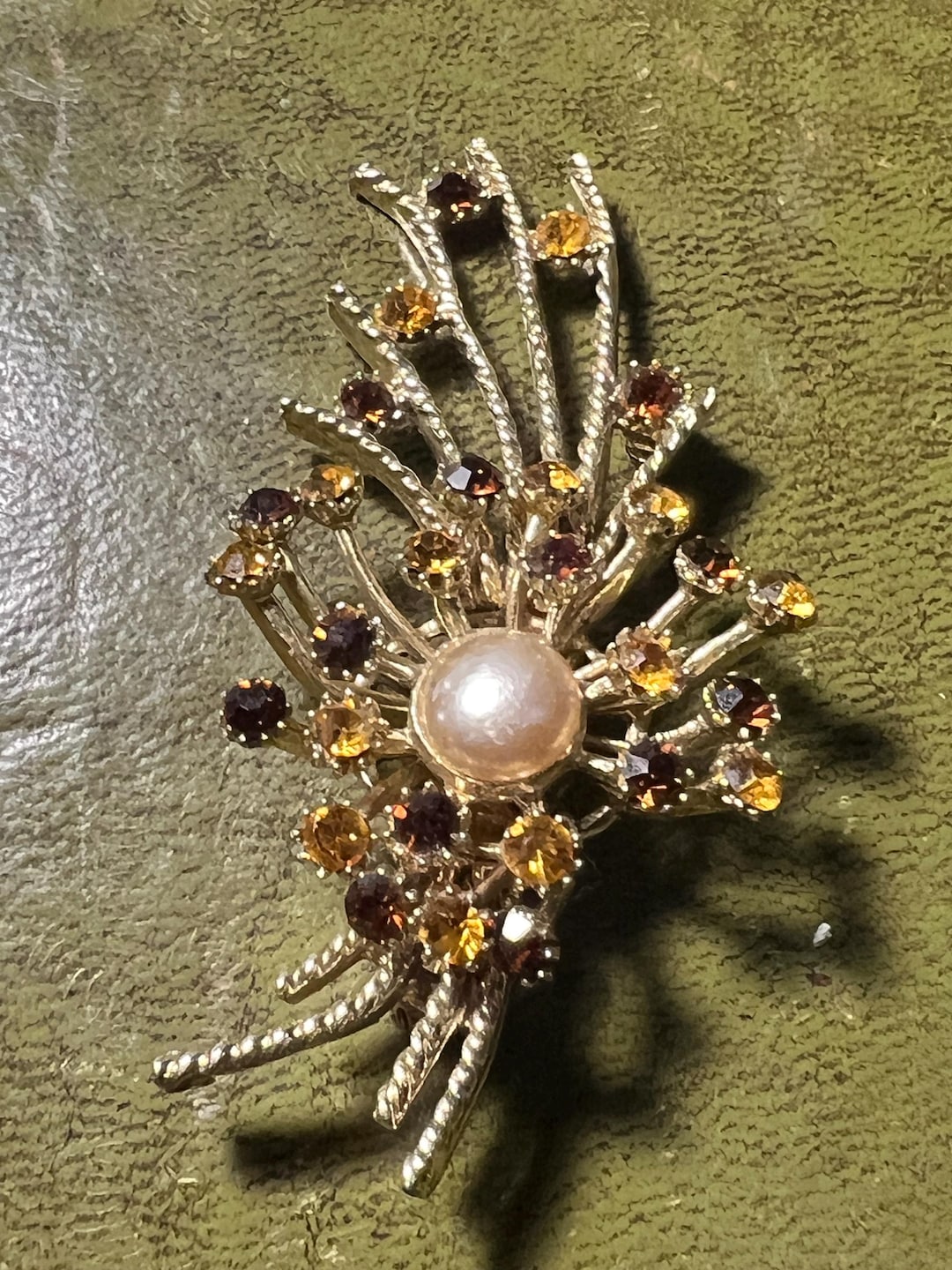 Stunning Large Metal and Glass Brooch - Etsy