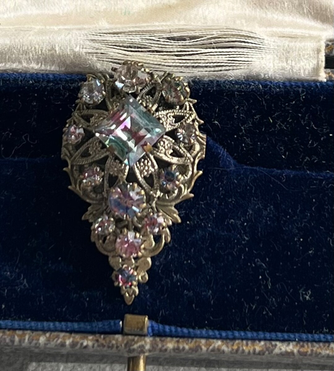 SOLD KYOKO Art Deco Metal and Diamanté Dress Clip - Etsy