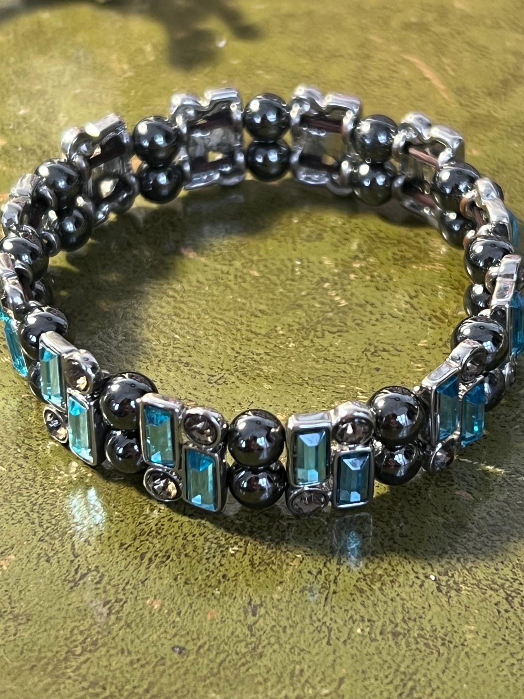 Pretty Metal and Glass Bangle - Etsy