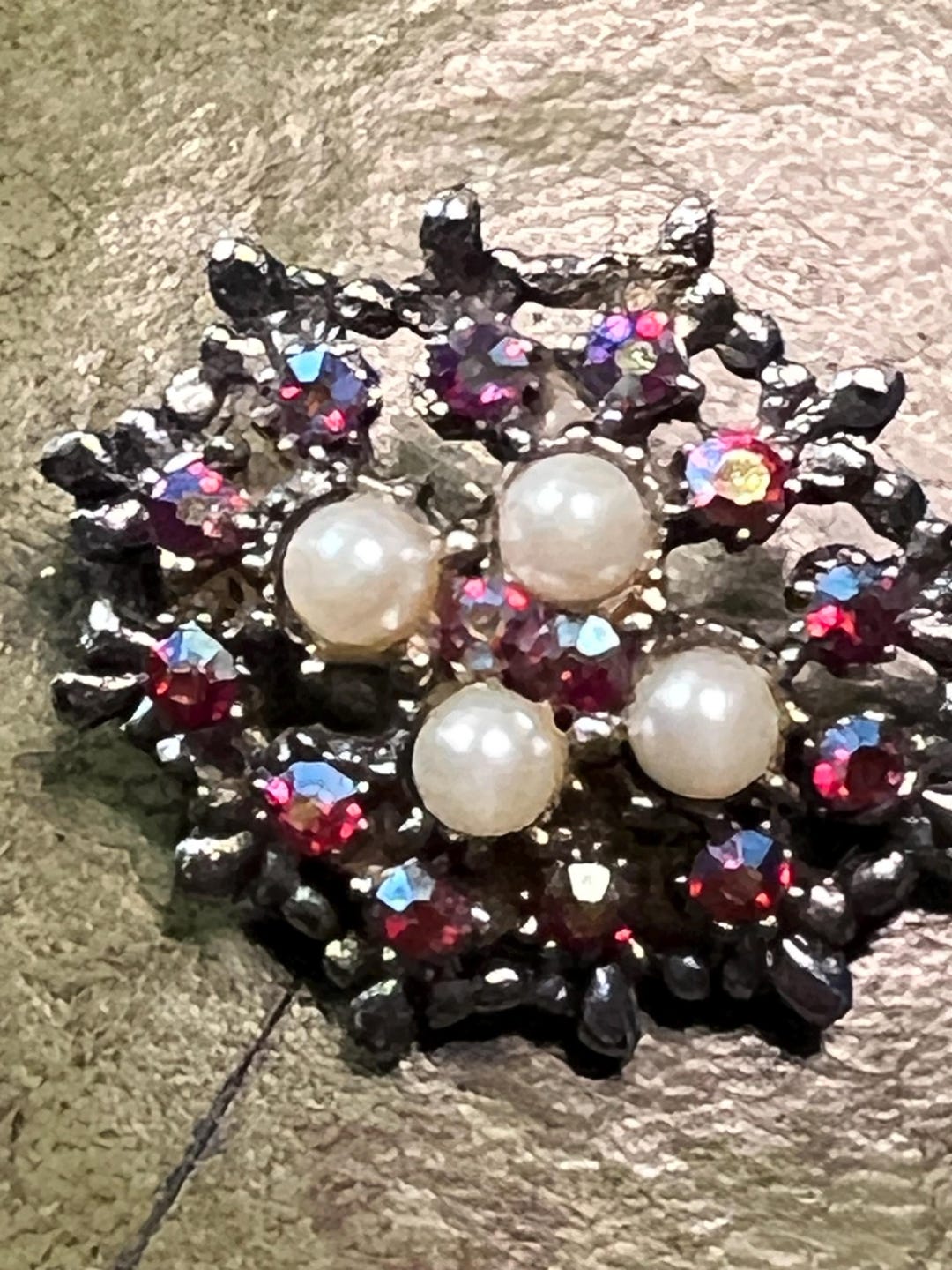 Pretty Metal Glass and Faux Pearl - Etsy