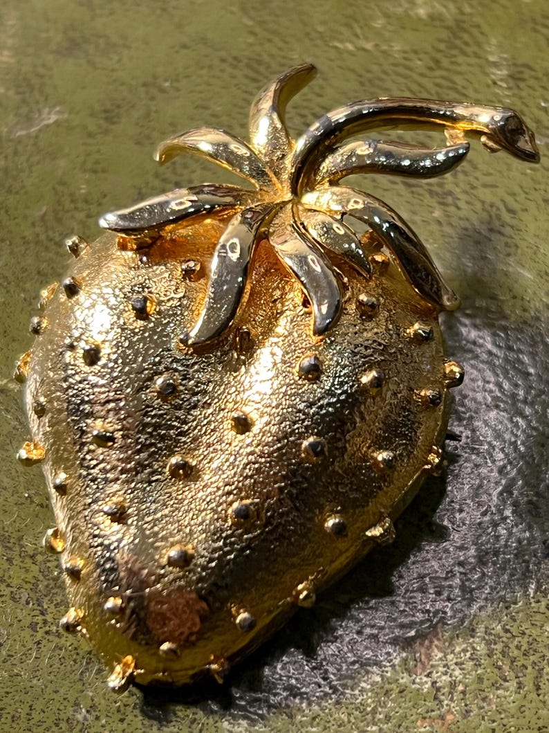 Big Gold Metal Strawberry - Etsy