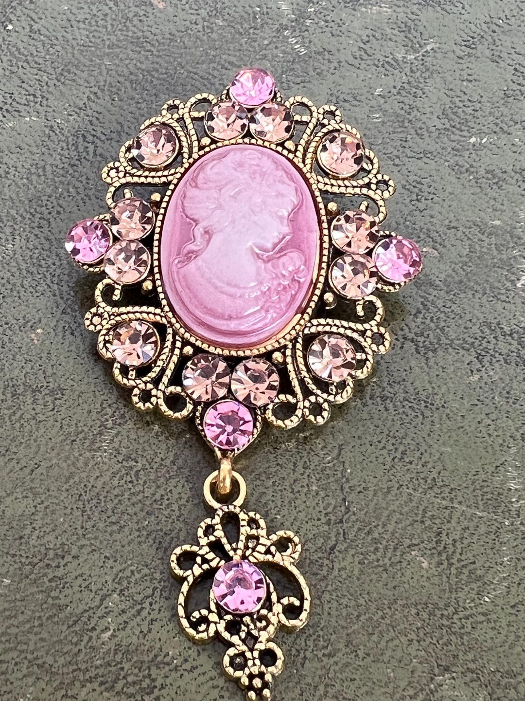 Pretty Metal and Resin Cameo - Etsy UK